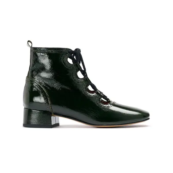 NAGUISA Elur Oliva Gloss Lace-up Ankle Boots