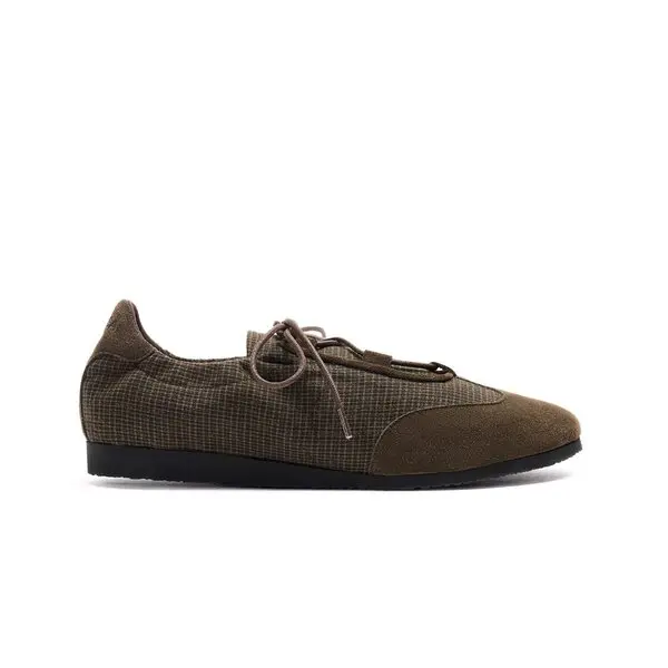 NAGUISA Raluca Olive Tartan Sneakers - Green
