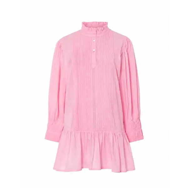 PAR Y ESCALA Cotton Mini Dress With Puff Sleeves And Ruffle Hem