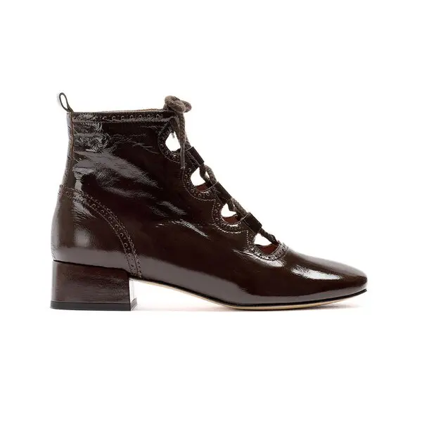 NAGUISA Elur Chocolate Gloss Ankle Boots