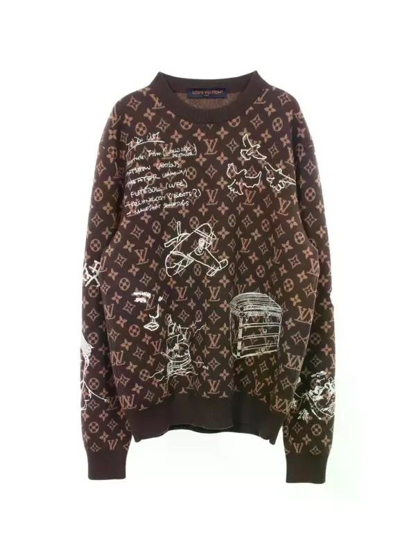LOUIS VUITTON Monogram Embroidered Wool Sweater