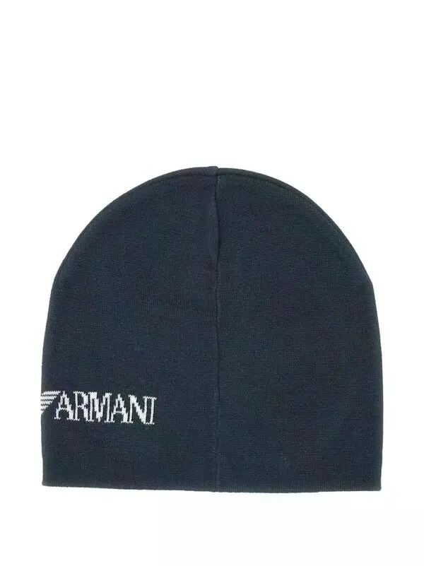 EA7 Logo Jacquard Beanie Hat