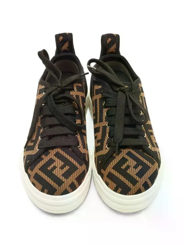 Fendi Zucca Monogram Knit Lace-up Sneakers