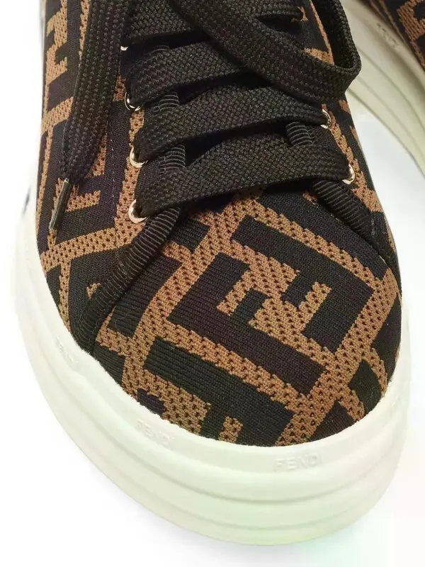 Fendi Zucca Monogram Knit Lace-up Sneakers