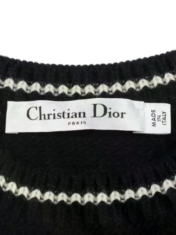 Dior Logo Knit Puff Sleeve Sweater