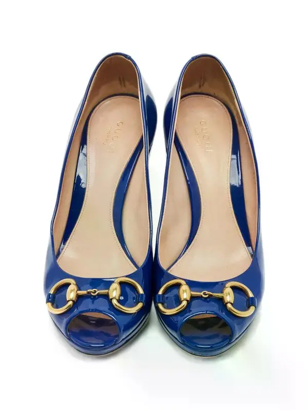Gucci Horsebit Peep-toe Pumps - Blue
