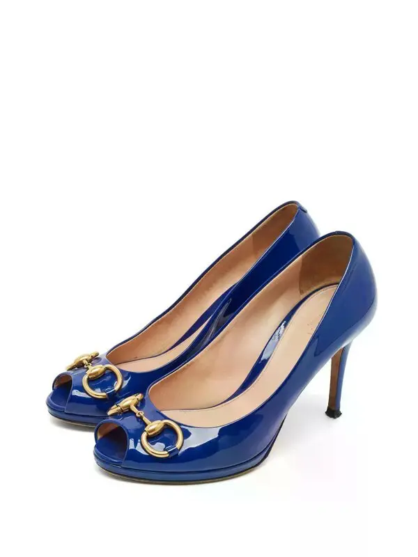 Gucci Horsebit Peep-toe Pumps - Blue