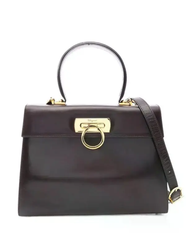 FERRAGAMO Gancini Flip-lock Tote Bag - Brown