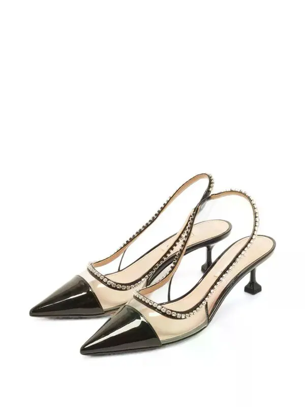 Miu Miu Crystal-embellished Patent Leather And Pvc Slingback Pumps