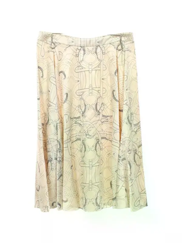 Hermès Silk Eperon D'or Midi Skirt