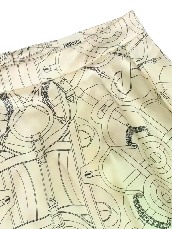 Hermès Silk Eperon D'or Midi Skirt