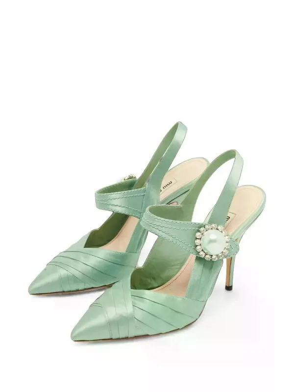 Miu Miu Embellished Pleated Slingback Pumps