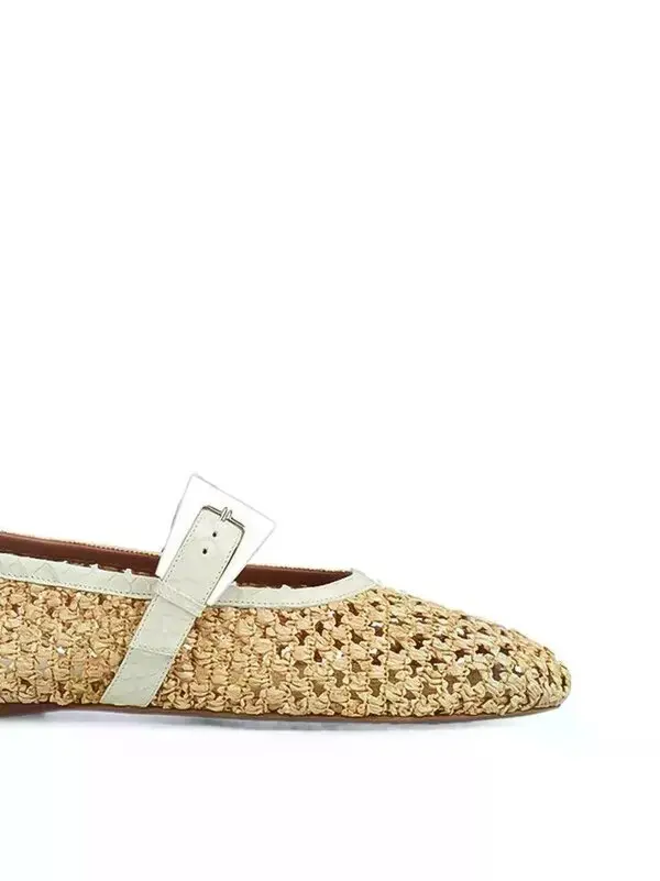 Paris Texas Sveva Woven-raffia Ballet Flats