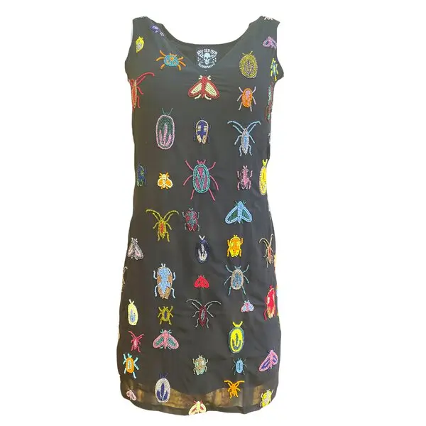 ANY OLD IRON Hand-beaded Insect Embellished Mini Dress