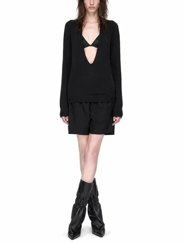 Rick Owens Deep Plunge V-neck Knit - Black