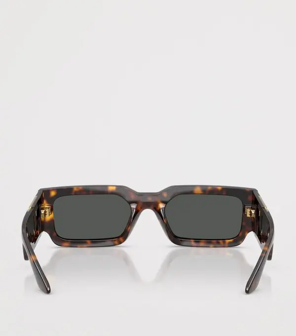 Versace Greca Maxi Rectangle Sunglasses With Gold Tone Inserts