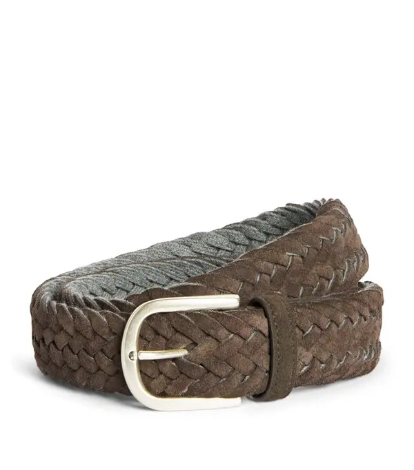 Canali Leather Woven Reversible Belt