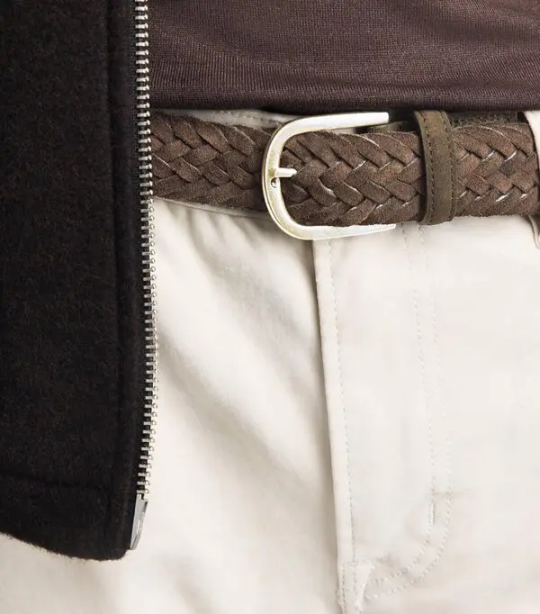 Canali Leather Woven Reversible Belt