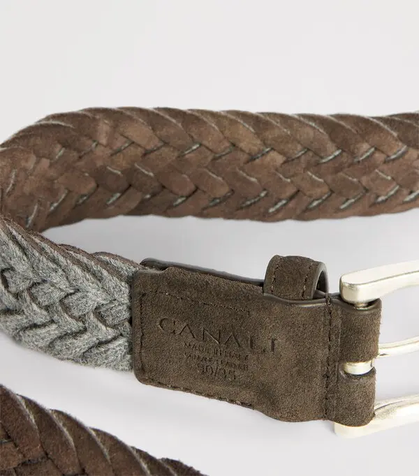 Canali Leather Woven Reversible Belt