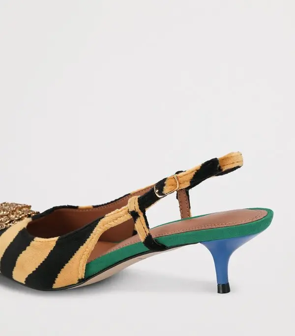 Kurt Geiger Velvet Slingbacks With Gemstone Embellishment