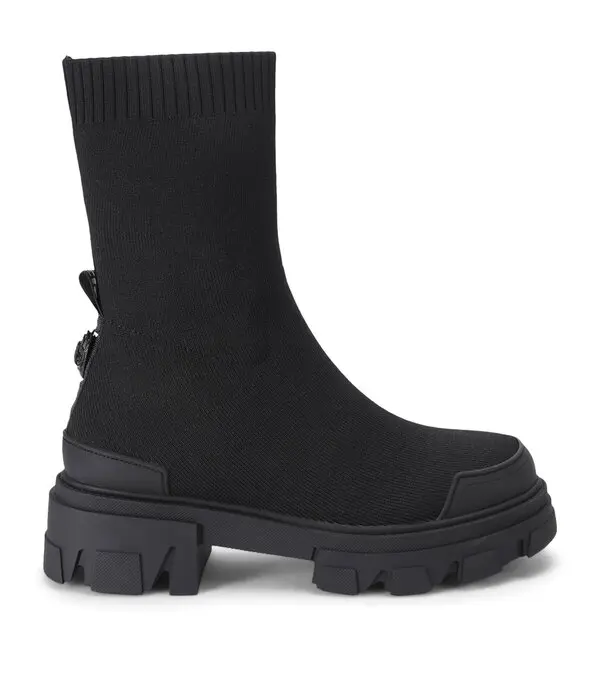Kurt Geiger Stomp Sock Ankle Boots With Eagle Head Stud Detail