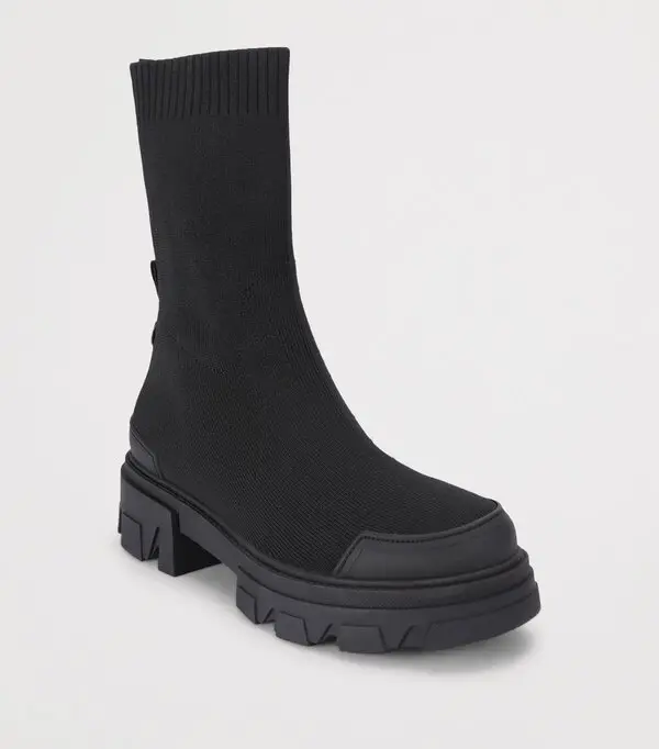 Kurt Geiger Stomp Sock Ankle Boots With Eagle Head Stud Detail