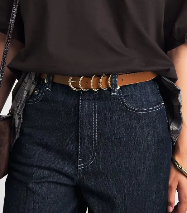 Claudie Pierlot Calfskin Belt With Textured Ring Detail