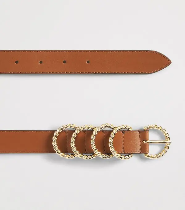 Claudie Pierlot Calfskin Belt With Textured Ring Detail