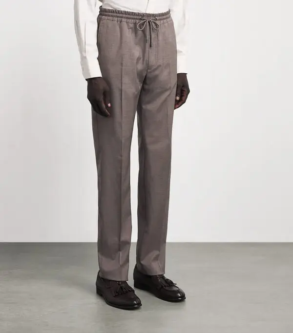 Pal Zileri Stretch-virgin Wool Drawstring Trousers