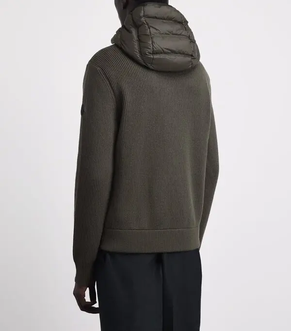 Moncler Virgin Wool Down-filled Hybrid Jacket With Hood
