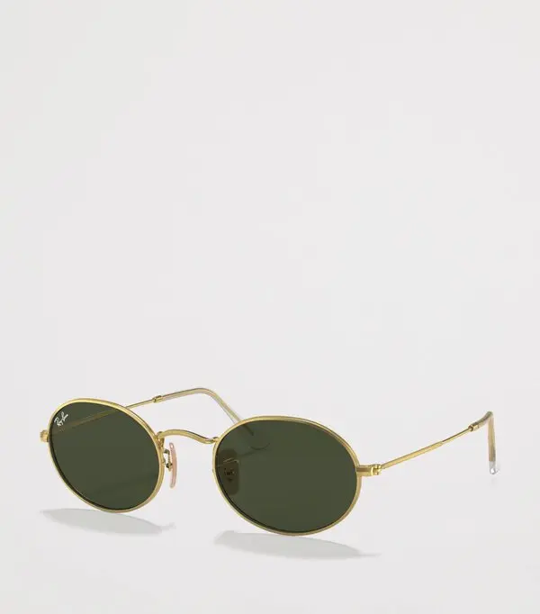 Ray-ban Rb3547 Oval Metal Sunglasses - Gold