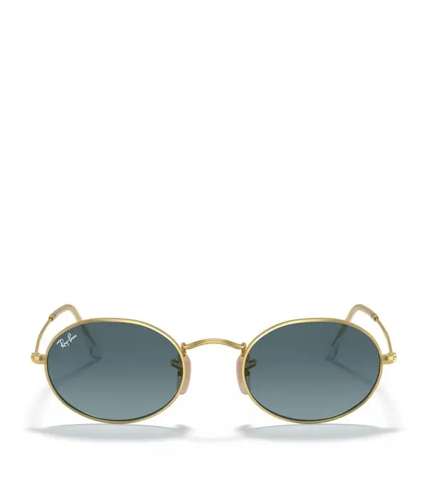 Ray-ban Rb3547 Oval Metal Sunglasses - Gold