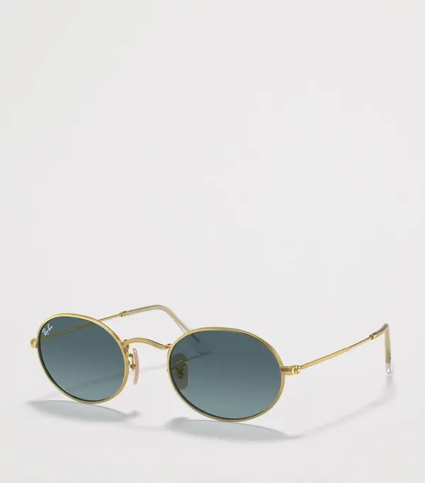 Ray-ban Rb3547 Oval Metal Sunglasses - Gold