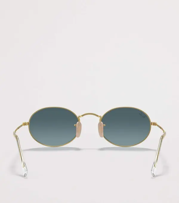 Ray-ban Rb3547 Oval Metal Sunglasses - Gold