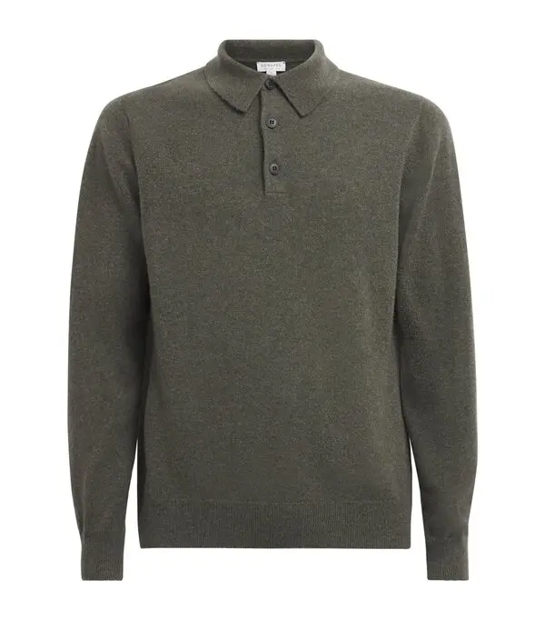 Sunspel Cashmere Long-sleeve Polo Shirt