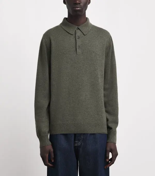 Sunspel Cashmere Long-sleeve Polo Shirt - Green