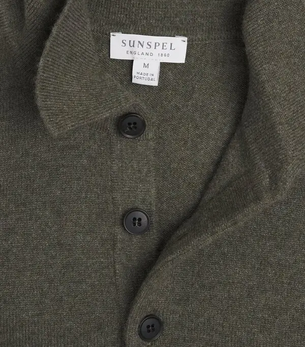 Sunspel Cashmere Long-sleeve Polo Shirt - Green
