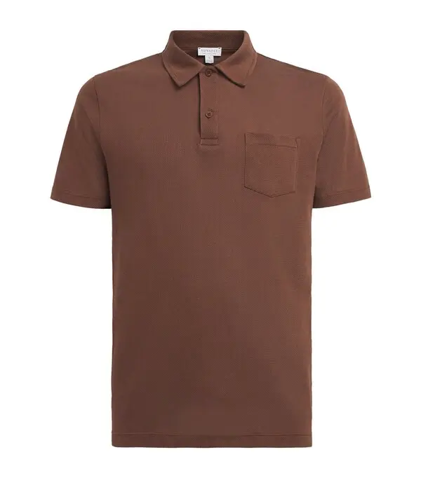 Sunspel Supima Cotton Riviera Polo Shirt - Brown