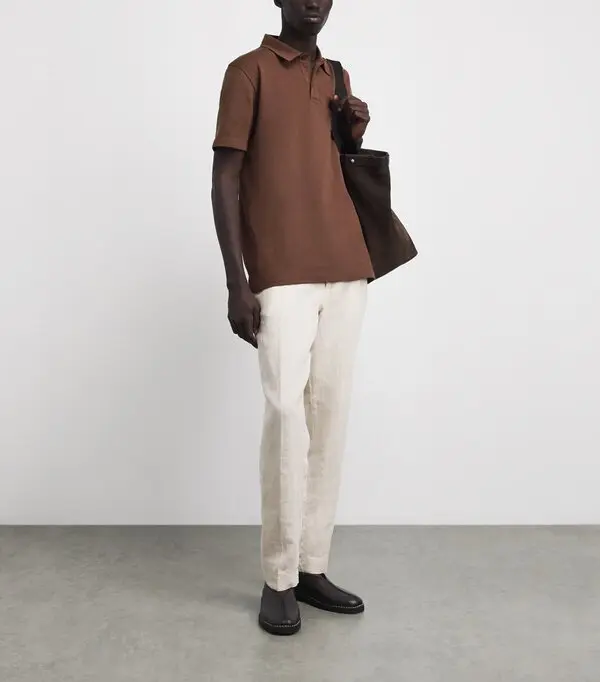 Sunspel Supima Cotton Riviera Polo Shirt - Brown