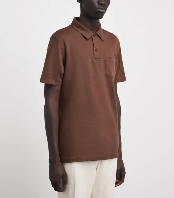 Sunspel Supima Cotton Riviera Polo Shirt - Brown