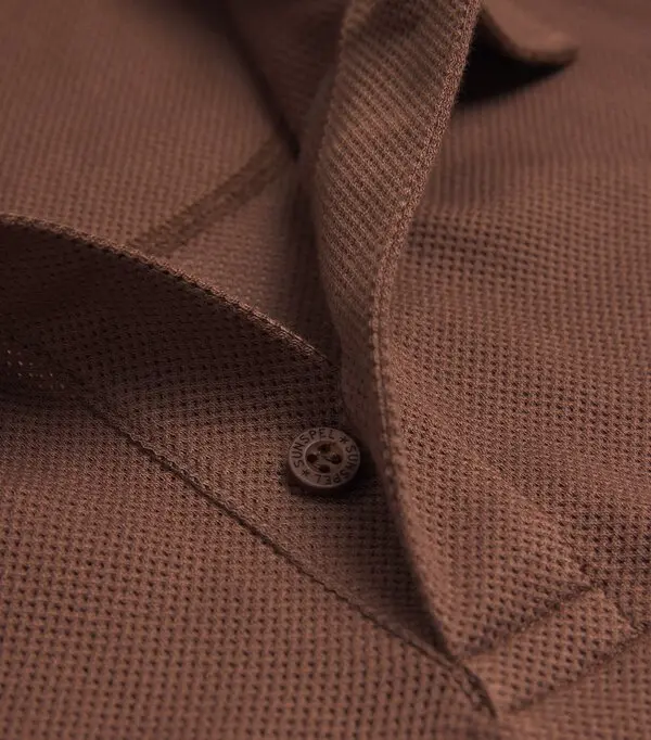 Sunspel Supima Cotton Riviera Polo Shirt - Brown