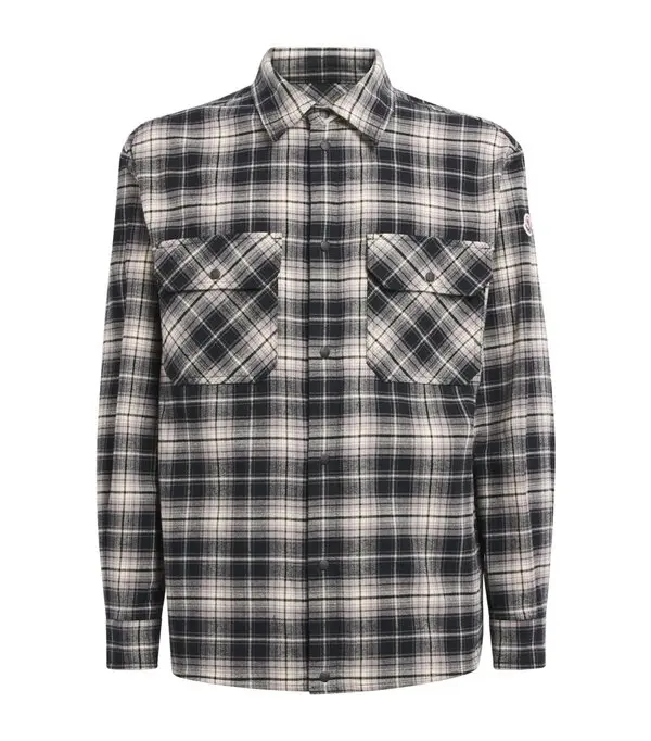 Moncler Cotton Check Zip-up Shirt