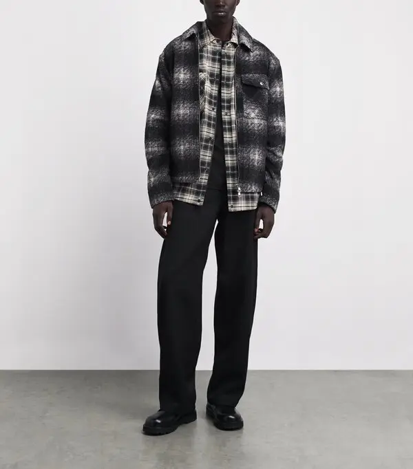 Moncler Cotton Check Zip-up Shirt