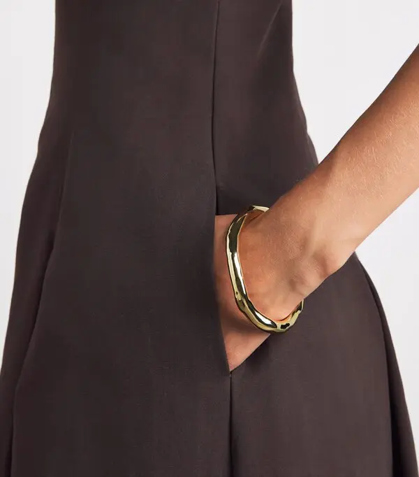 Staud Jill Midi Dress With Square Neck And Pleated Skirt
