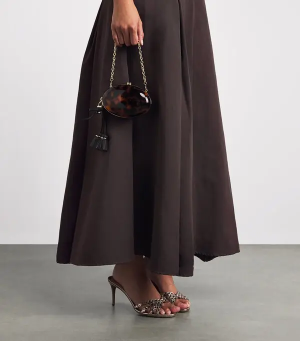 Staud Jill Midi Dress With Square Neck And Pleated Skirt