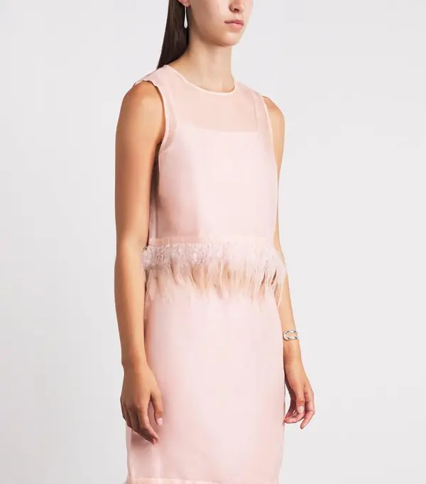 Staud Silk Organza Feather-trimmed Avi Top