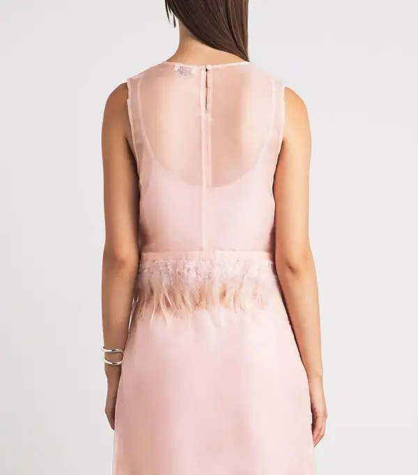 Staud Silk Organza Feather-trimmed Avi Top