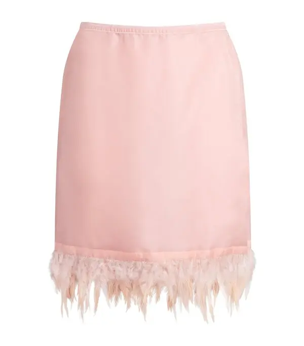 Staud Silk Feather-trim Skirt - Pink