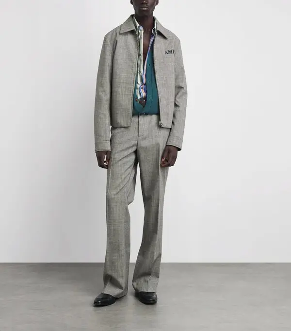 Amiri Houndstooth Zip-up Jacket With Embroidered Logo
