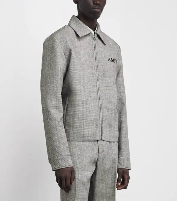 Amiri Houndstooth Zip-up Jacket With Embroidered Logo